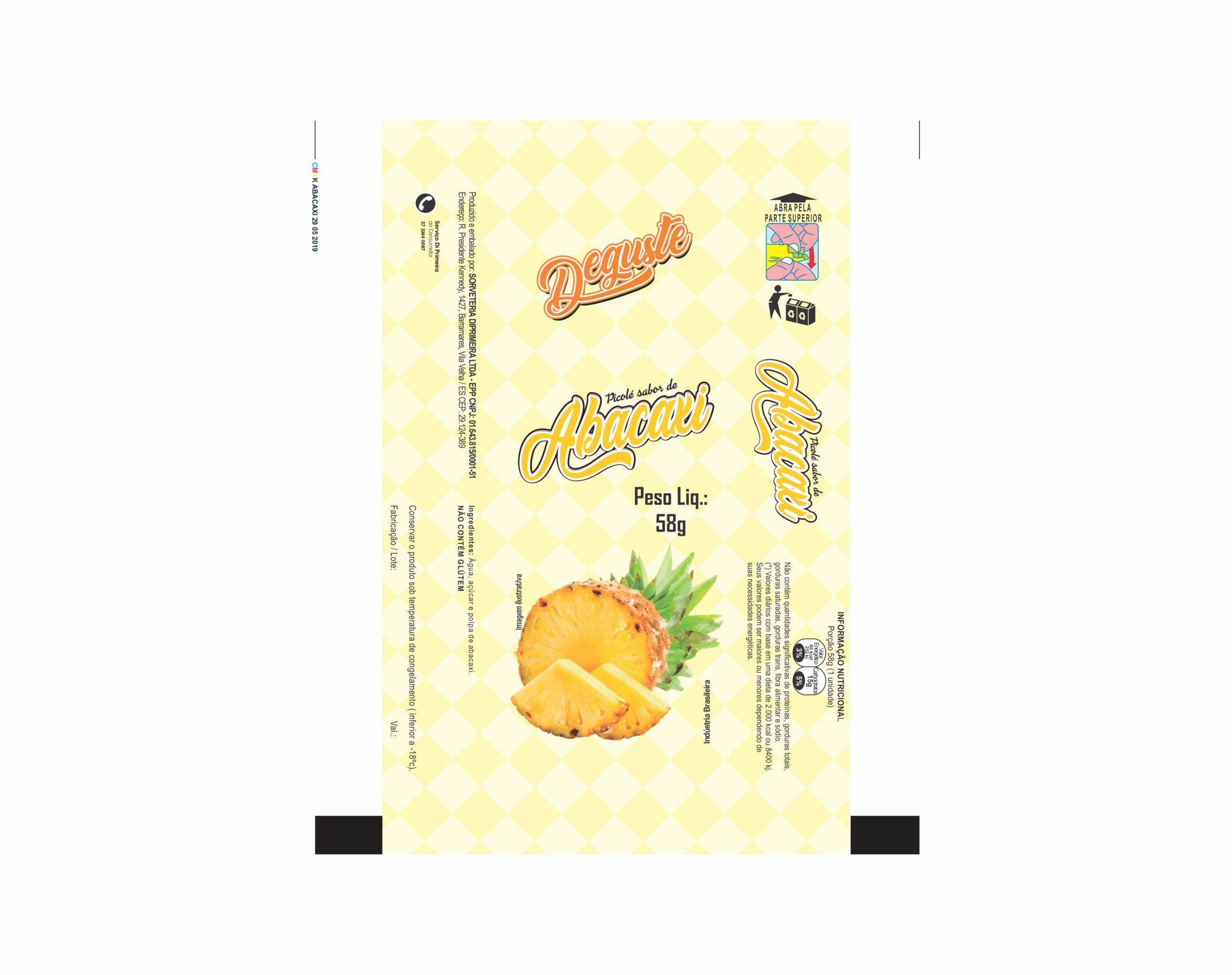 BOBINA BOPP LEITOSO PICOLE 6KG PICOLE DEGUSTE FRUTA ABACAXI Ref: 15277 ...