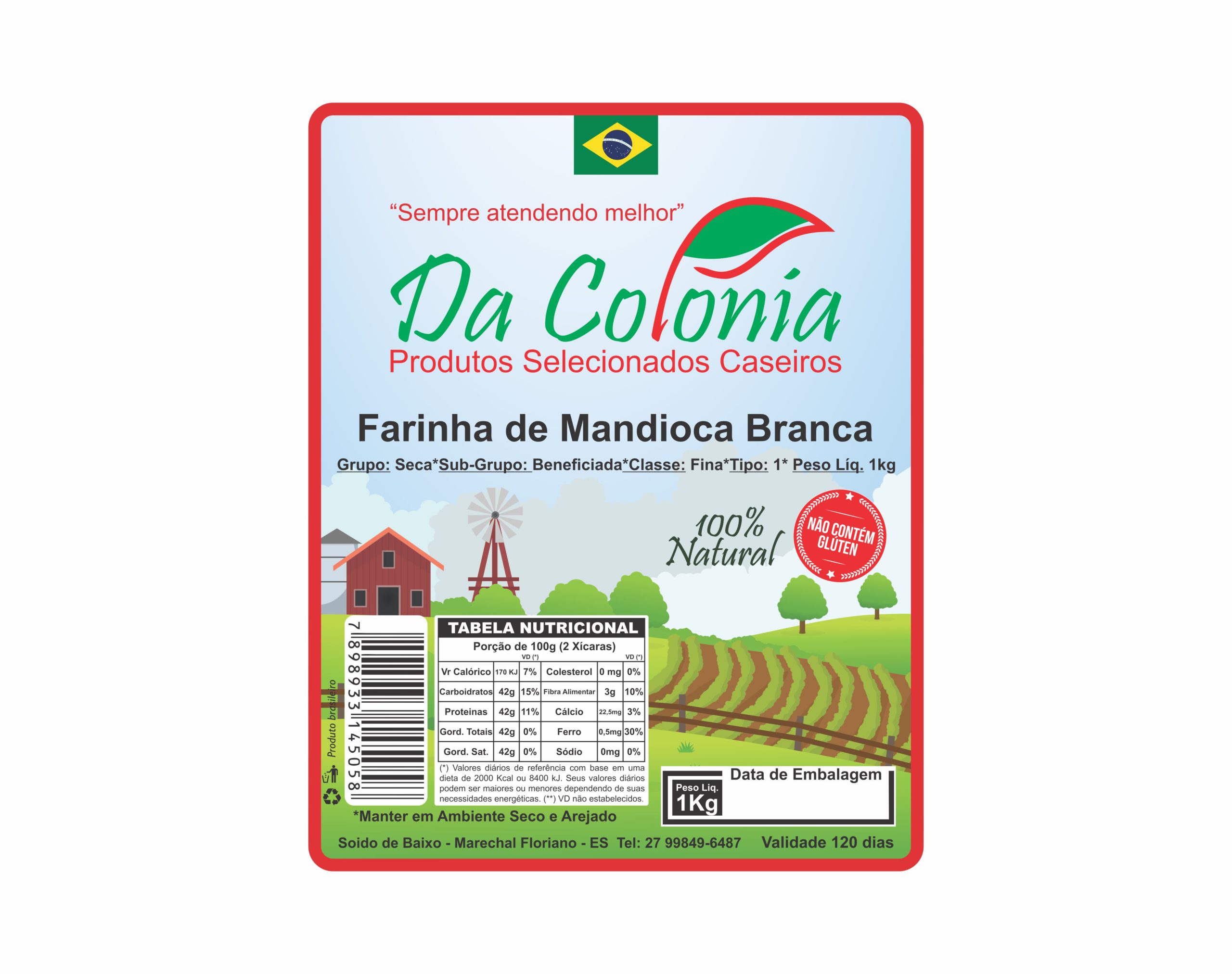 ETIQUETA 100X80/1 PERSONALIZADA/COUCHE ADESIVO/DA COLONIA FARINHA DE ...
