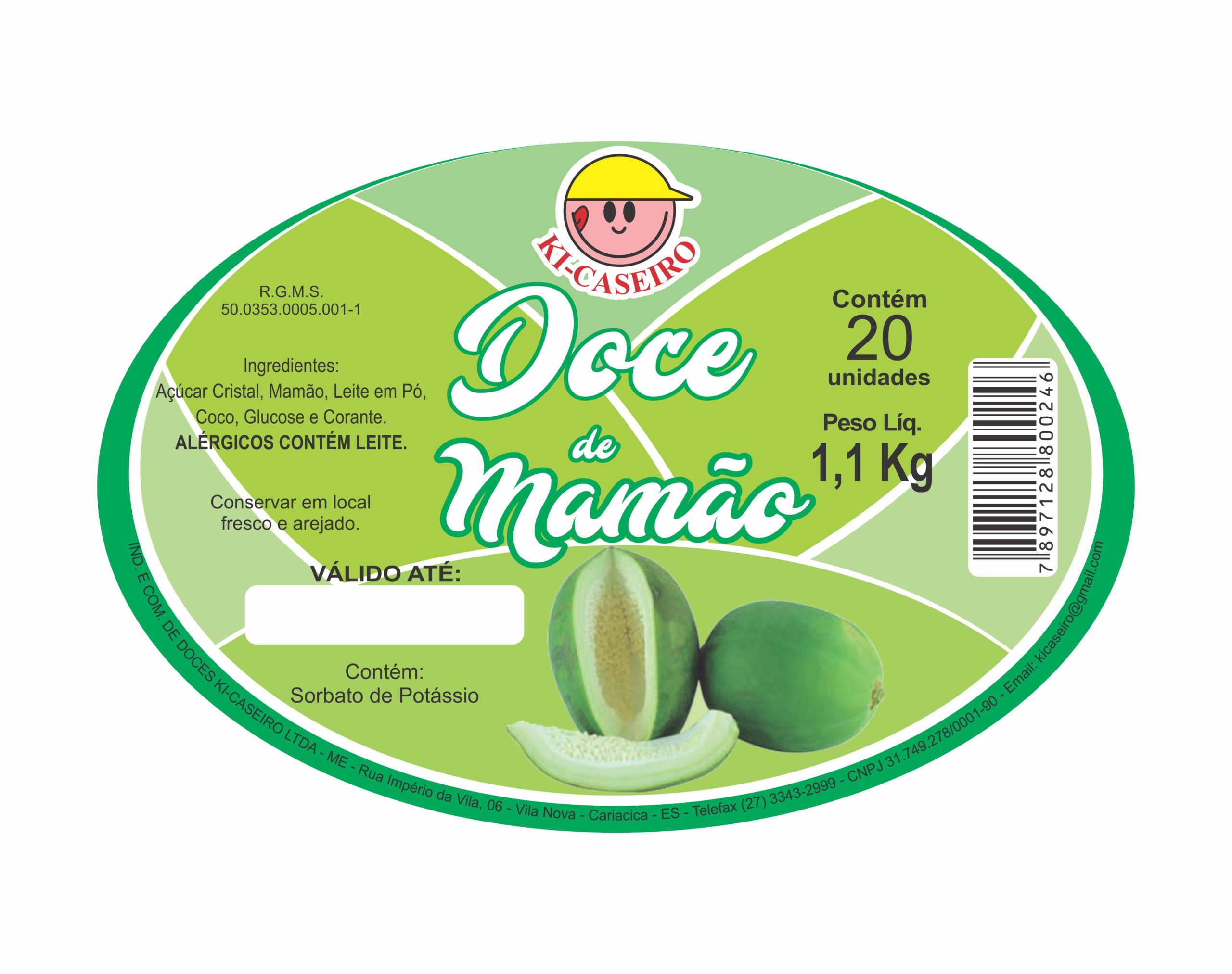 ETIQUETA 120X80/1 PERSONALIZADA/COUCHE/KICASEIRO>DOCE DE MAMÃO 1,2KG ...