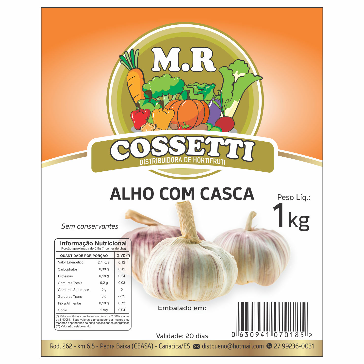 ETIQUETA 100X80/1 PERSON COUCHE ADESIVO MR COSSETTI ALHO COM CASCA 1KG ...